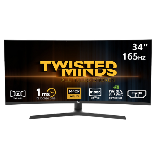 Twisted Minds Ultra-Wide R1500 Curved WQHD, VA panel, 165HZ, HDMI 2.1 – Twisted Minds UAE