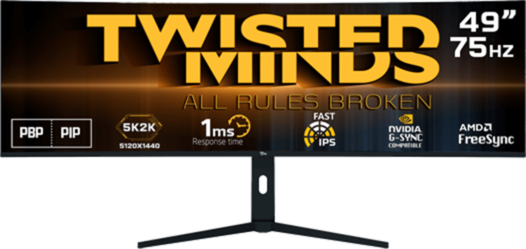 Twisted Minds 49" 5K/2k 75HZ Curved IPS panel Gaming Monitor TM492K75I ...